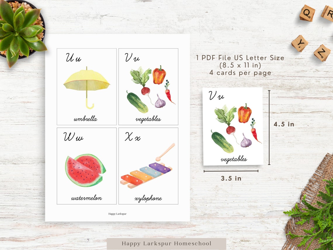 Cursive Alphabet Flashcards, Toddler Preschool Flashcards, Cursive ABC ...