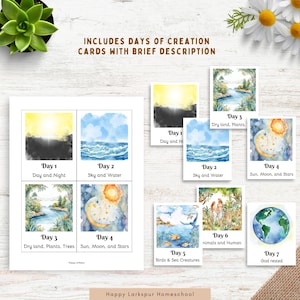 Days of Creation Printable, Days of Creation Flash Cards, Bible Flash ...