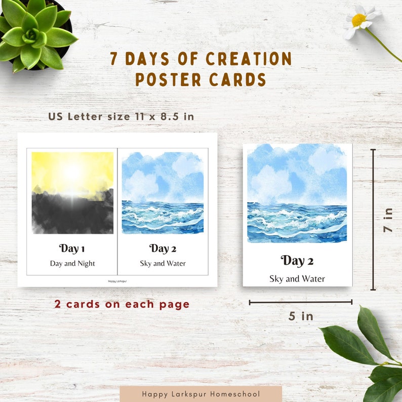 Days of Creation Printable, Days of Creation Flash Cards, Bible Flash ...