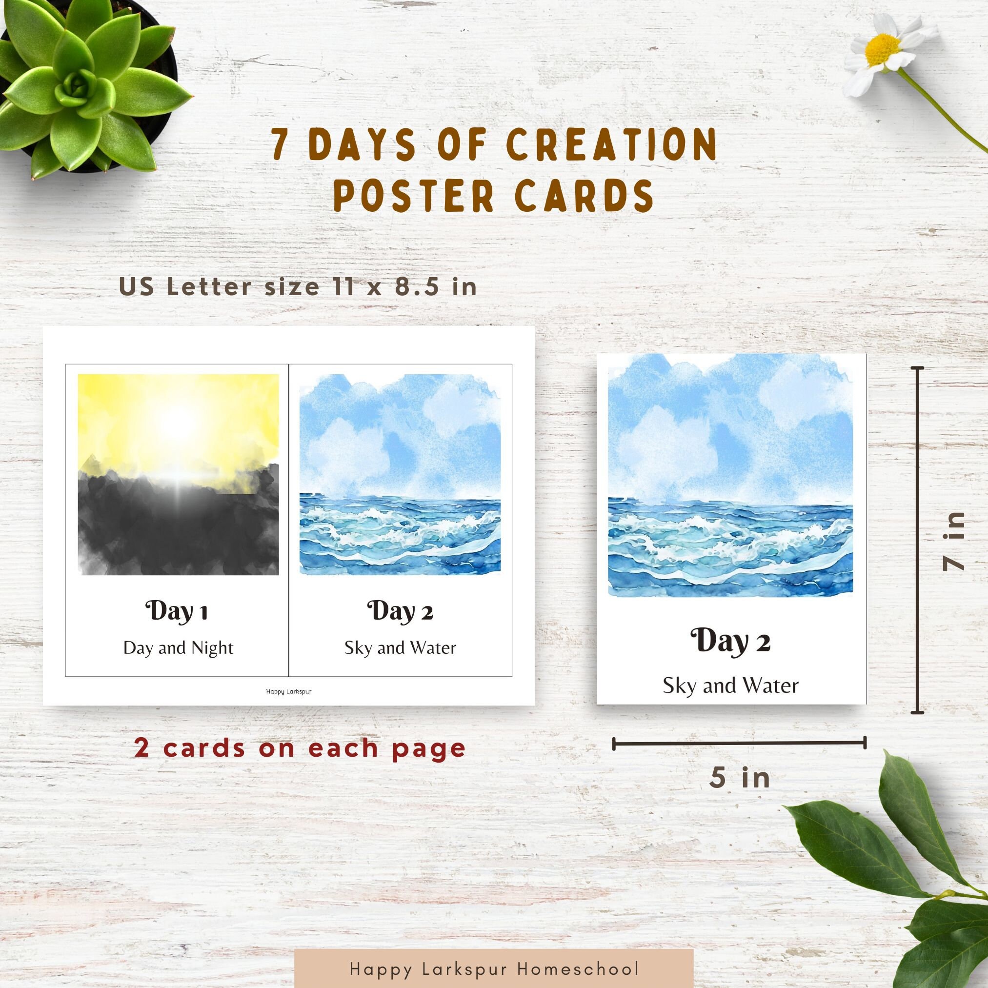 Days of Creation Printable, Days of Creation Flash Cards, Bible Flash ...