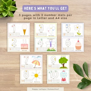 Numbers Playdough Mats, Preschool Play Dough Mats Printable, Counting ...