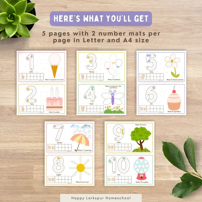 Numbers Playdough Mats, Preschool Play Dough Mats Printable, Counting ...