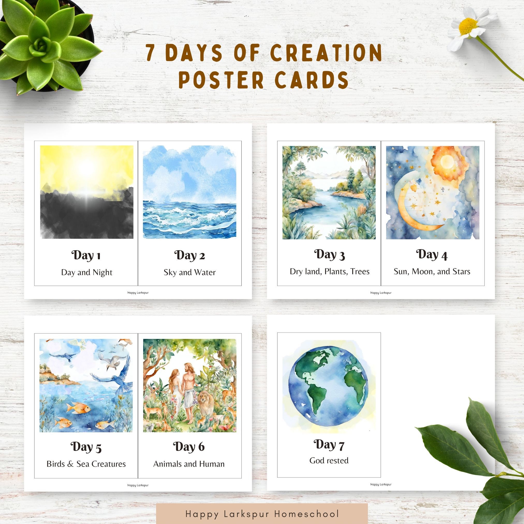 Days of Creation Printable, Days of Creation Flash Cards, Bible Flash ...