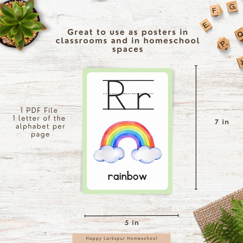 Alphabet Poster 5x7, ABC Posters Classroom, Alphabet Poster Print ...