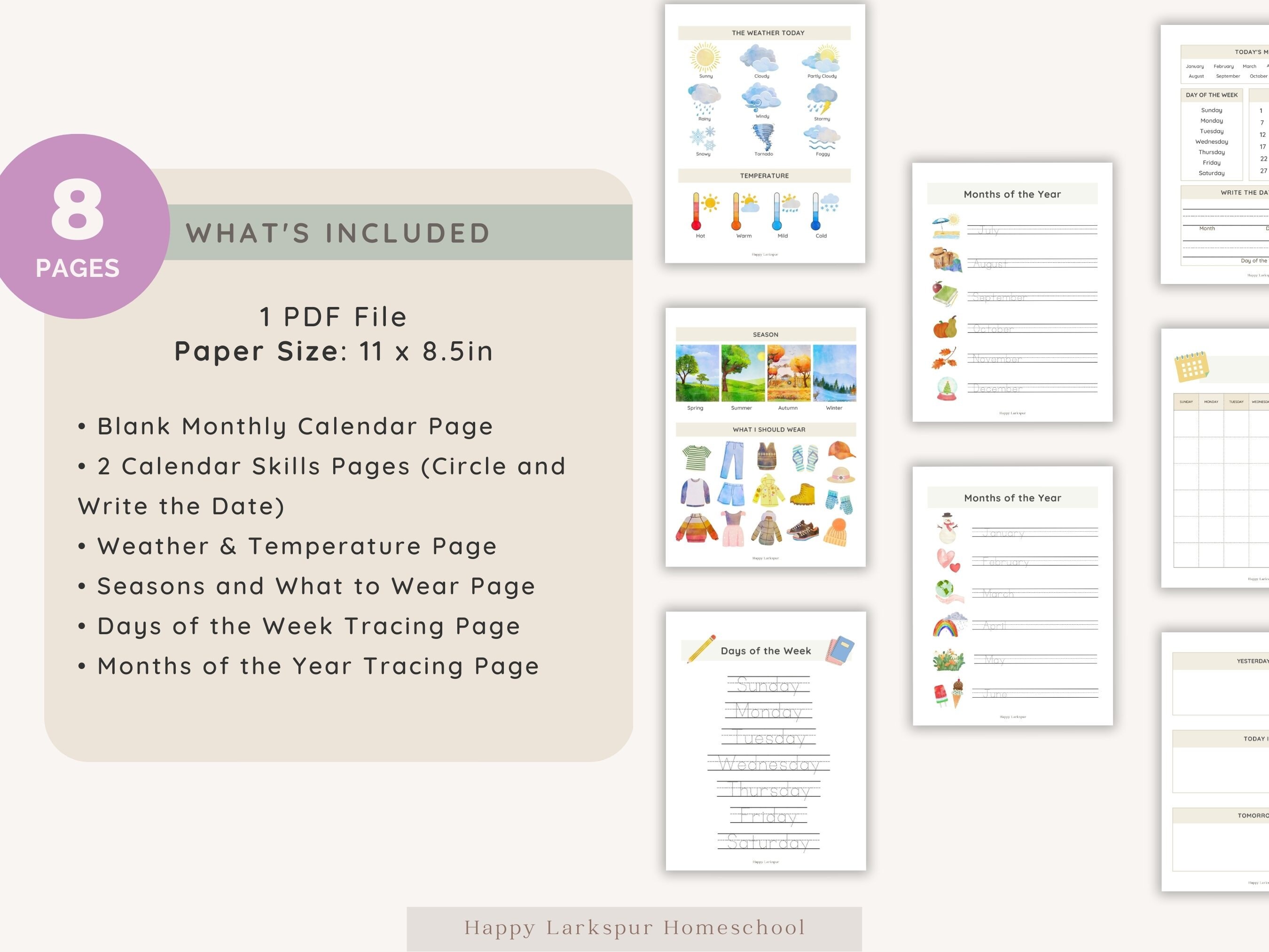 Kids Calendar and Weather Pages, Kids Daily Calendar, Calendar Morning ...