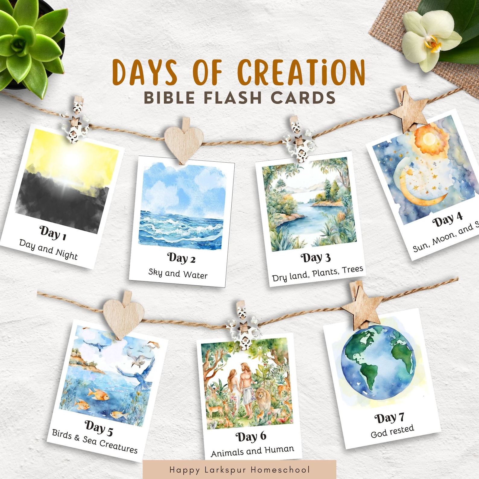 Days of Creation Printable, Days of Creation Flash Cards, Bible Flash ...