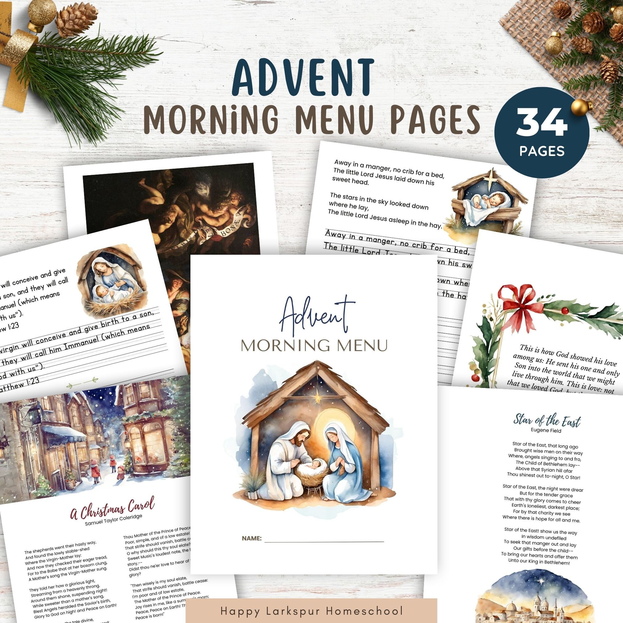 Advent Morning Menu Pages, Charlotte Mason Advent Morning Menu ...