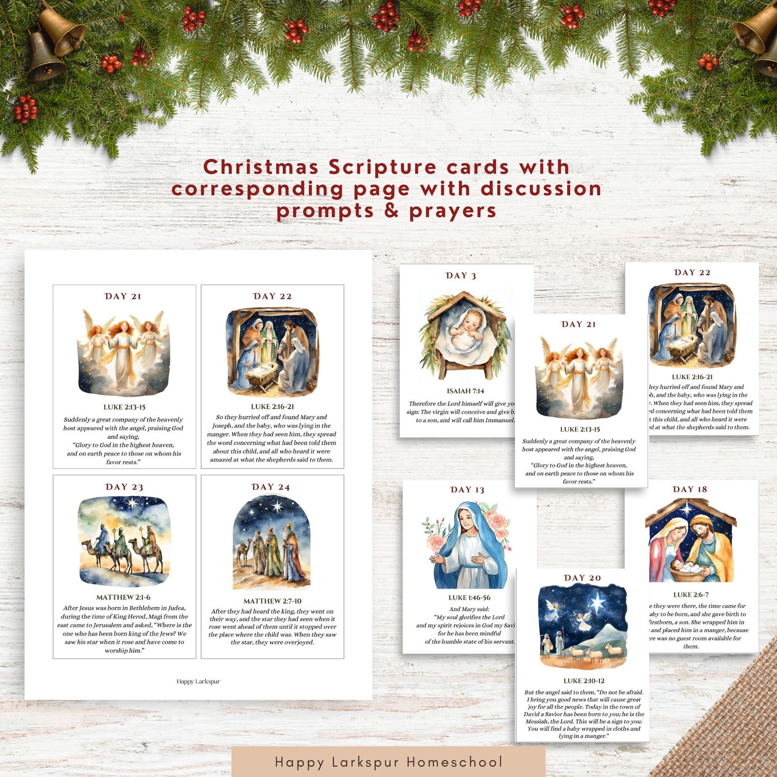 Advent Scripture Cards for Kids, Christmas Scripture Cards, Kids Advent ...