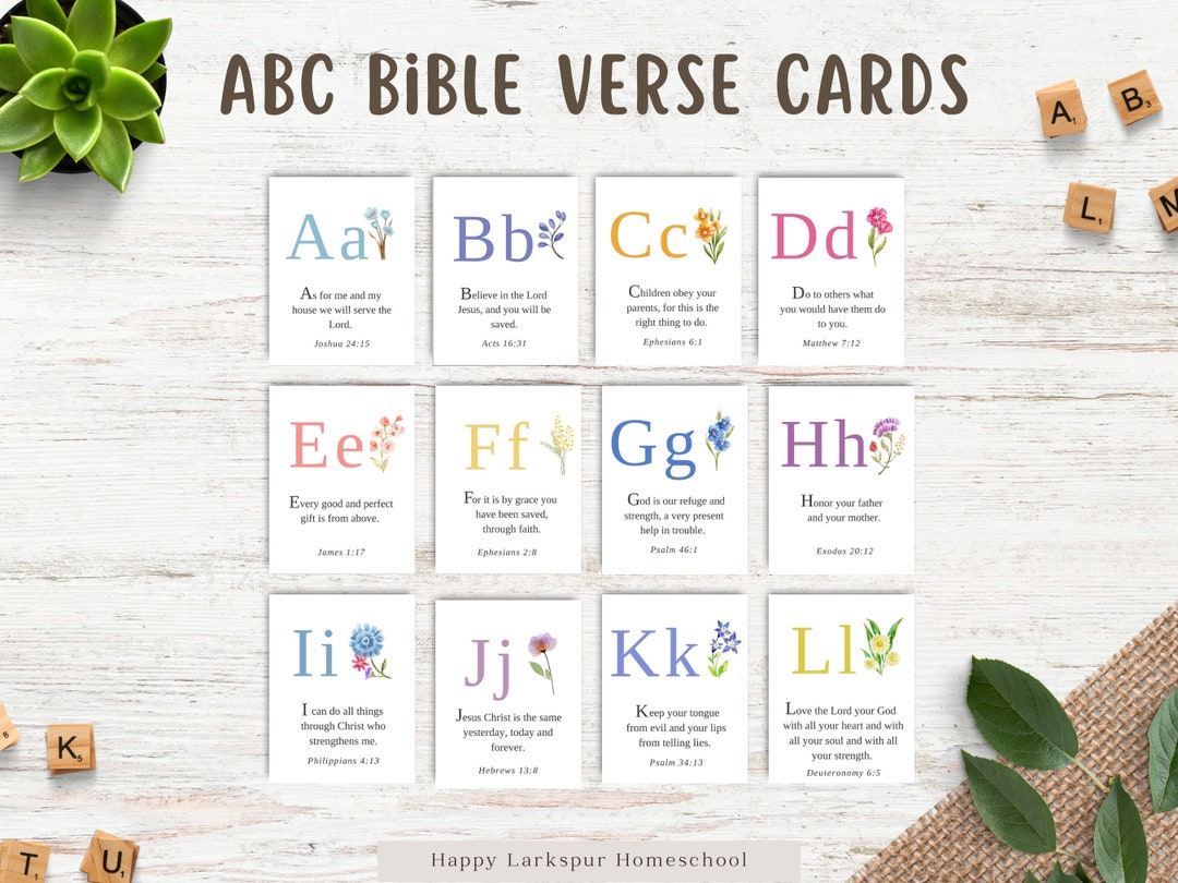 ABC Bible Verse Flashcards Homeschool Preschool Flashcards - Etsy