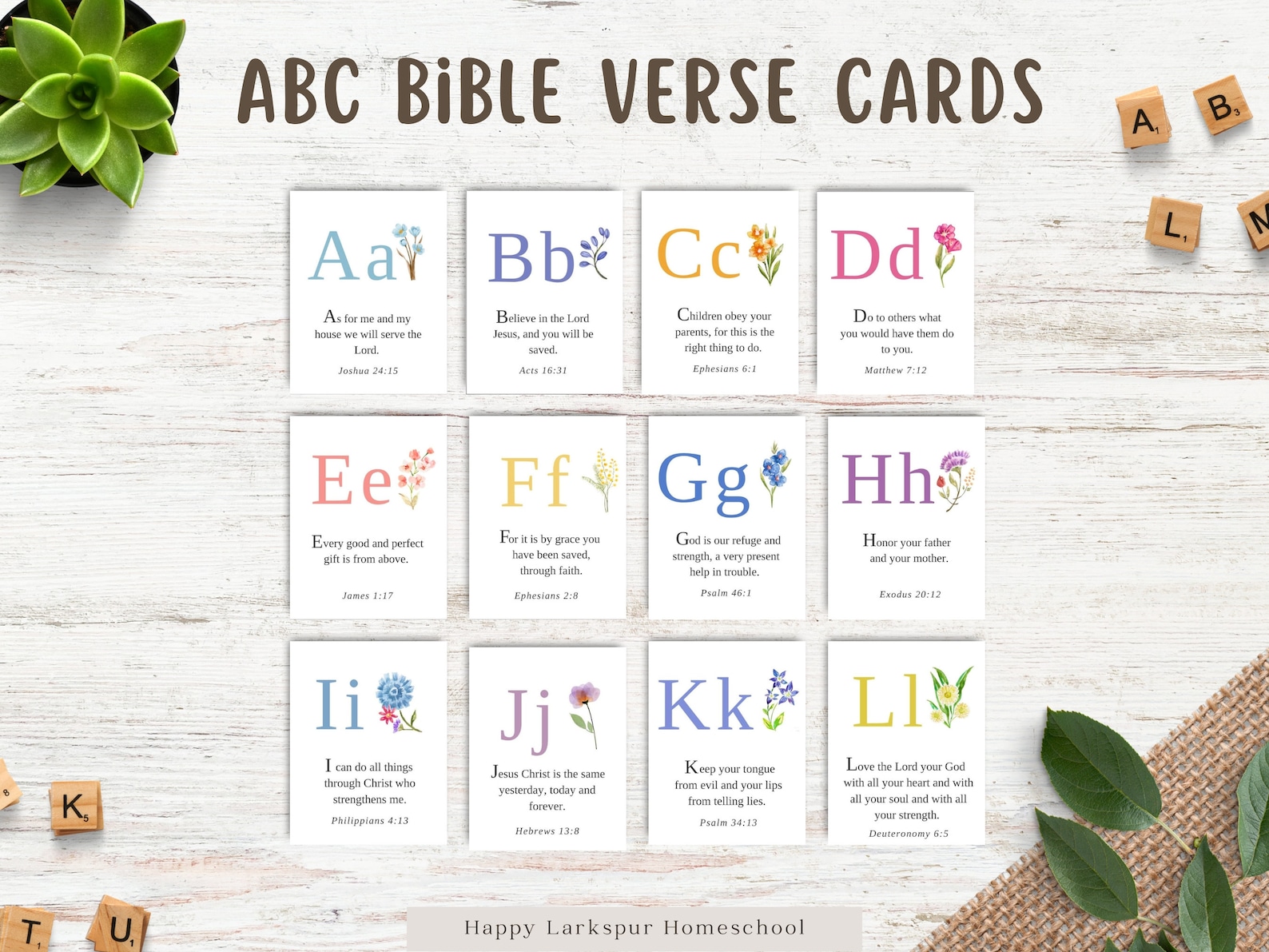ABC Bible Verse Flashcards, Homeschool Preschool Flashcards, Bible ...