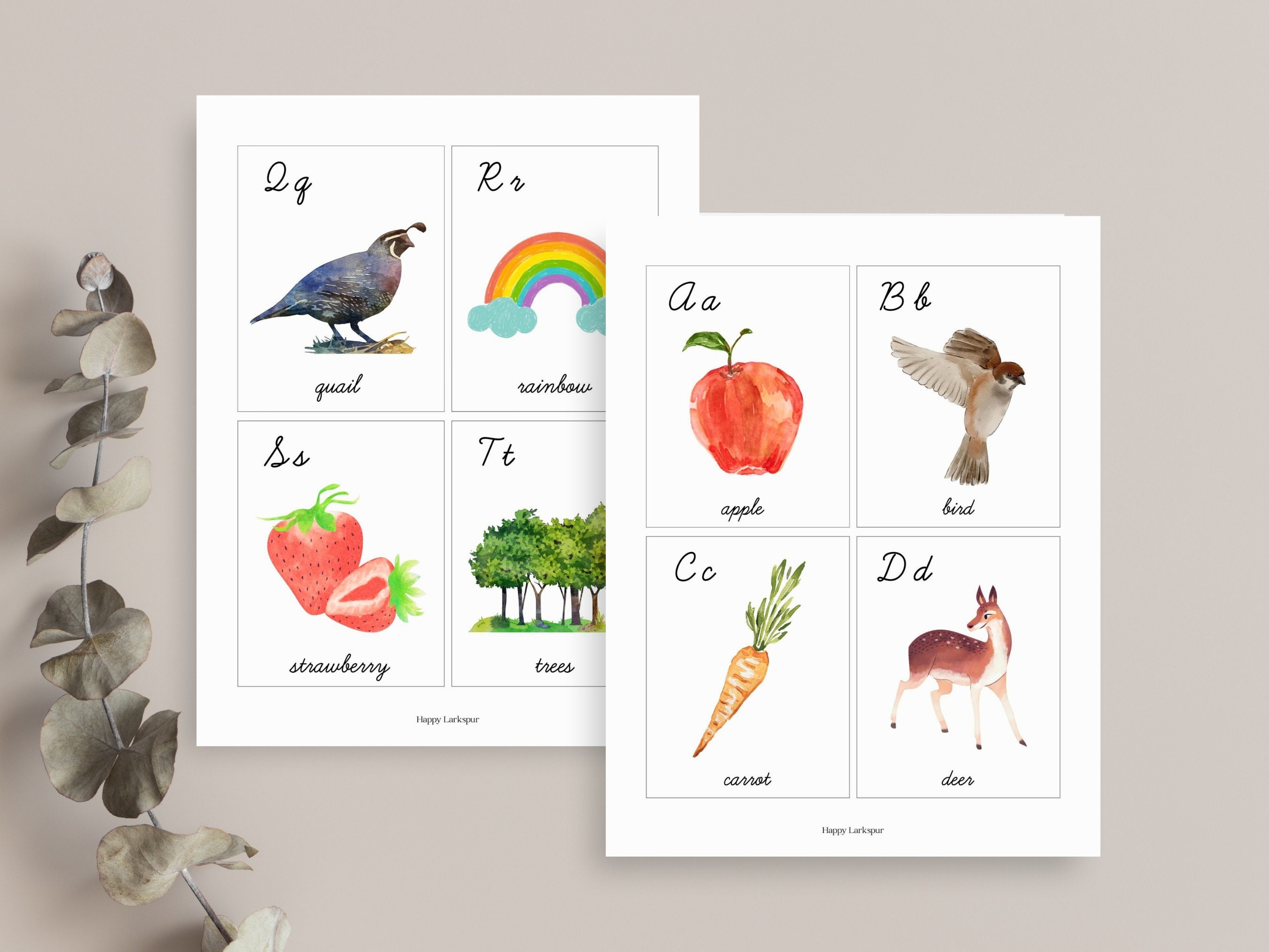 Cursive Alphabet Flashcards, Toddler Preschool Flashcards, Cursive ABC ...