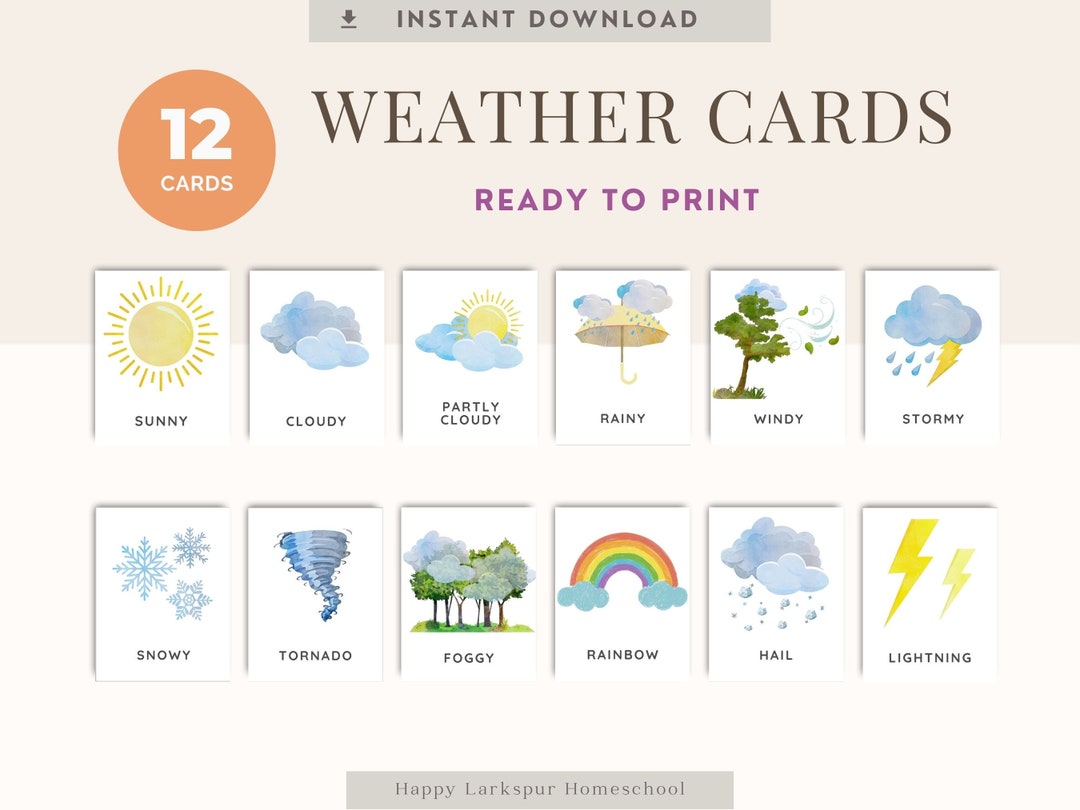 Weather Cards for Kids Weather Poster Preschool Weather - Etsy