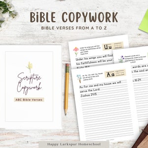 ABC Bible Verse Copywork, Bible Verse Handwriting Practice, Charlotte ...