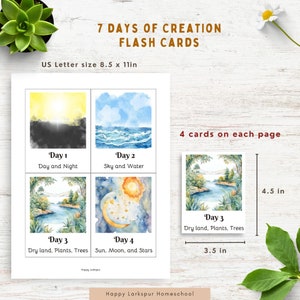 Days of Creation Printable, Days of Creation Flash Cards, Bible Flash ...