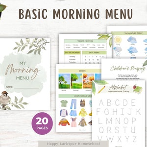 Basic Morning Menu Homeschool, Preschool Morning Menu, Toddler Morning ...