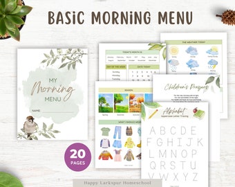 Basic Morning Menu Homeschool, Preschool Morning Menu, Toddler Morning ...