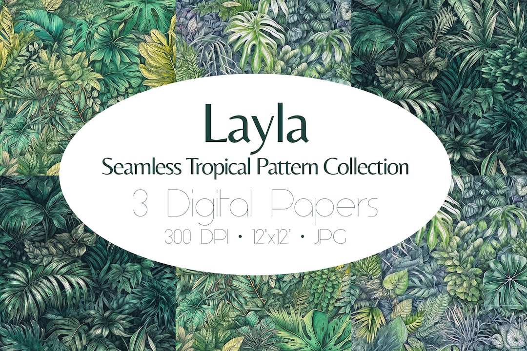 Tropical Digital Paper: Layla Collection • 3 Jungle Background Designs ...