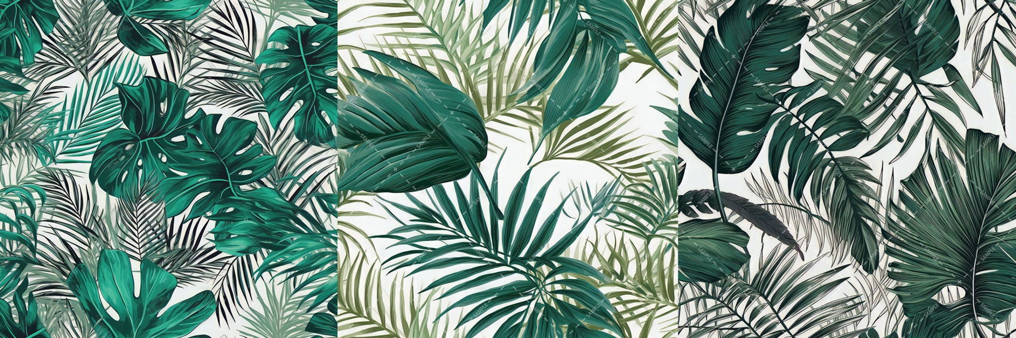 Tropical Digital Paper: Thalia Collection • 3 Jungle Background Designs ...