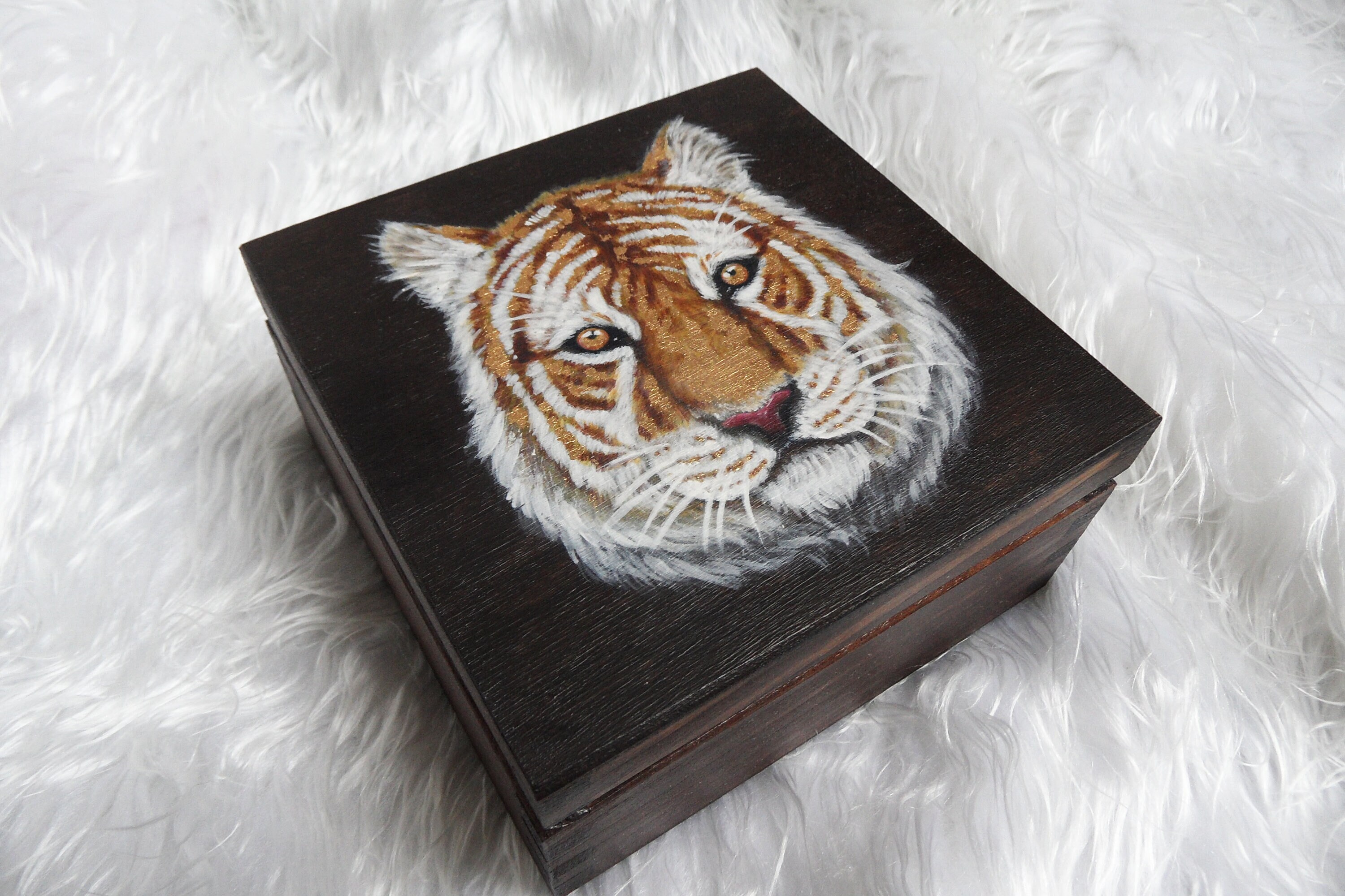 Wooden Hand Painted Box TIGER - Etsy