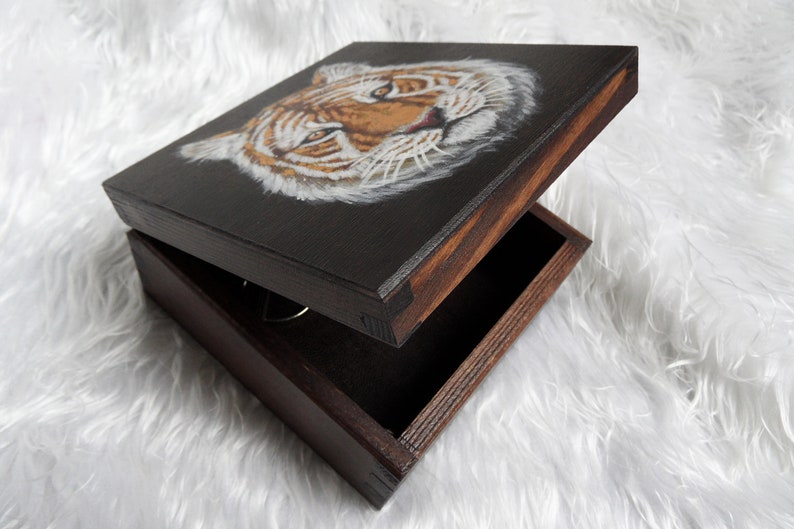 Wooden Hand Painted Box TIGER - Etsy