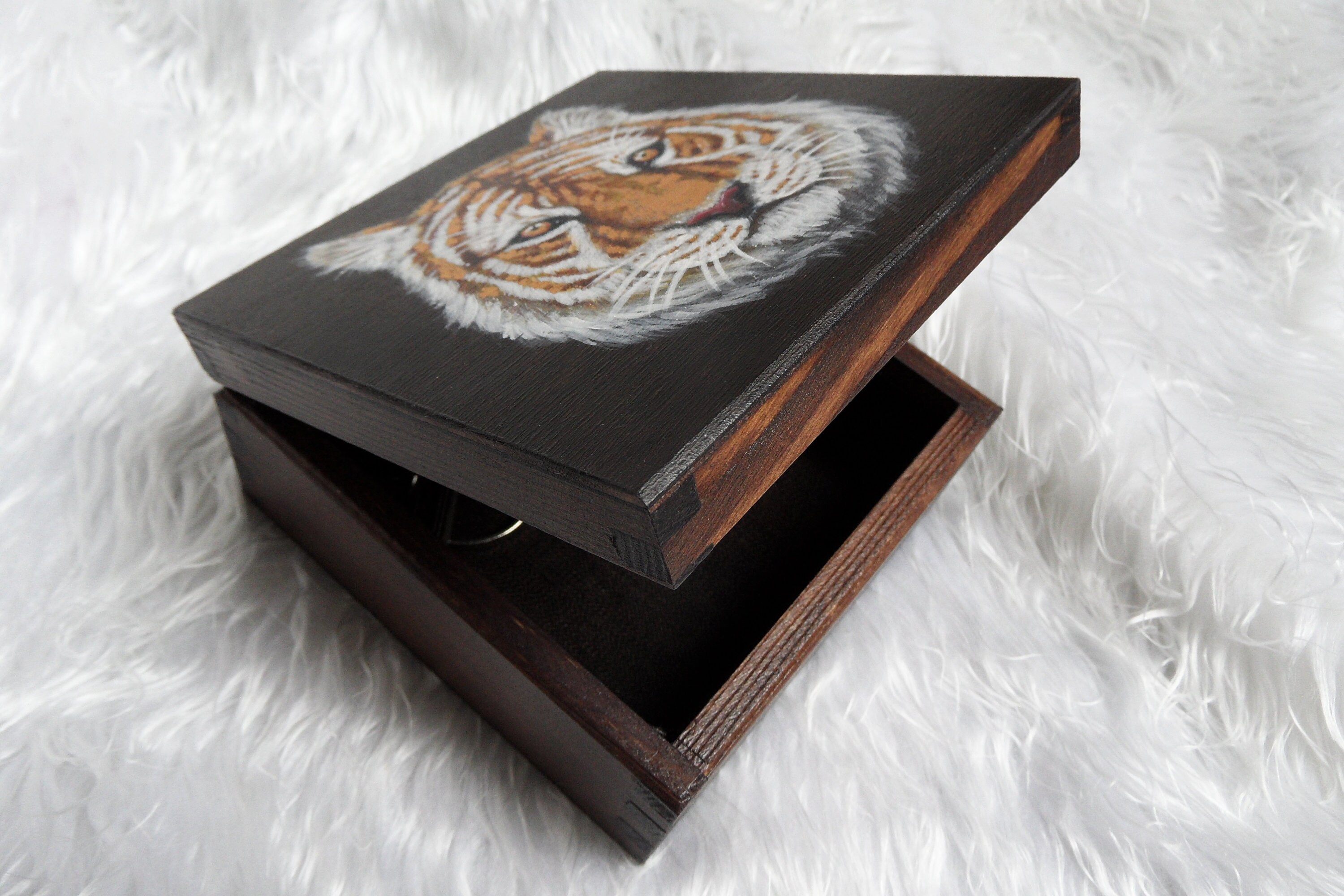 Wooden Hand Painted Box TIGER - Etsy