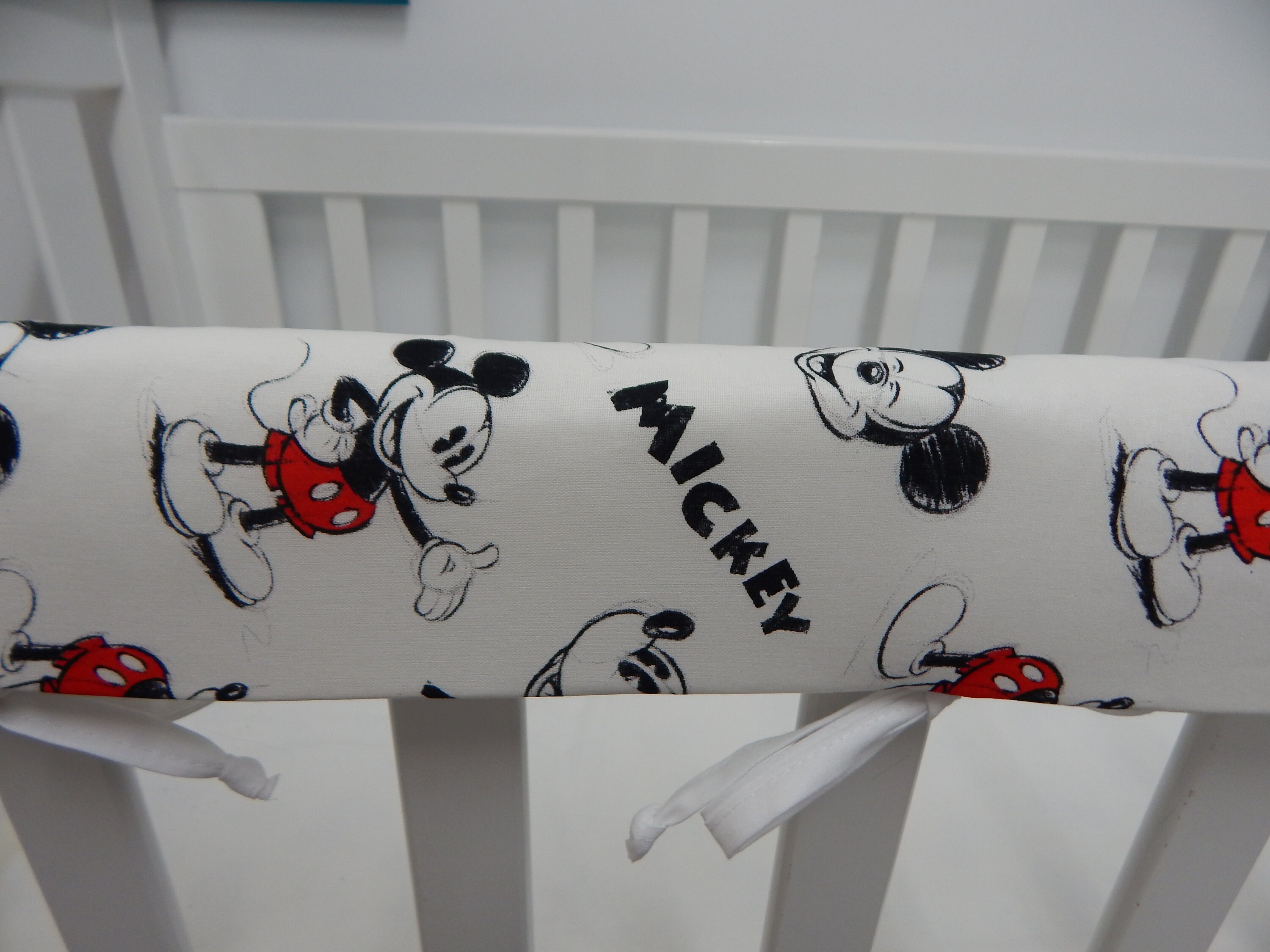 Cot Rail Cover Mickey Mouse Crib Teething Pad Black and White Cartoon ...
