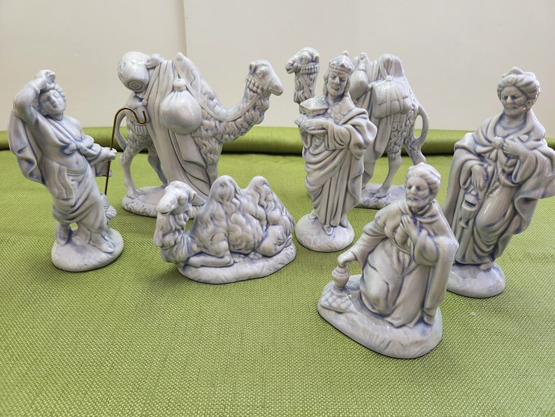 Vintage Atlantic Mold Nativity Set 20 Pieces Blue Ceramic - Etsy