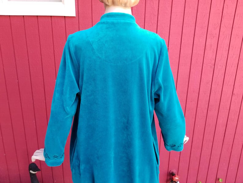Vintage Velour Turquoise Robe by Cabernet Petites Embroidered Soft ...