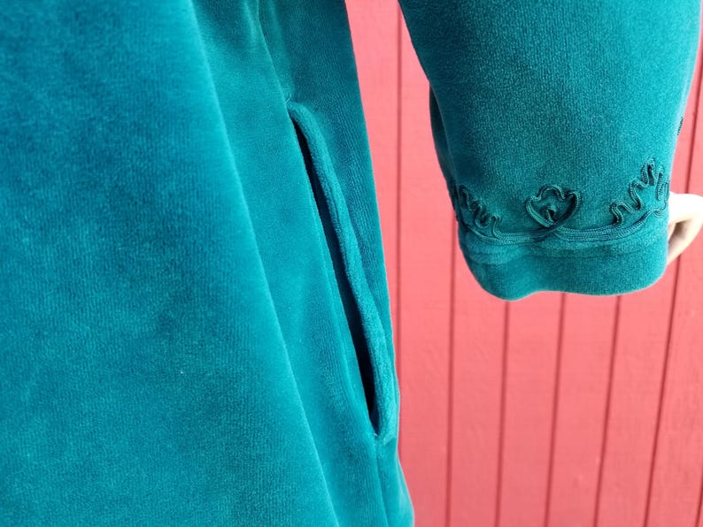 Vintage Velour Turquoise Robe by Cabernet Petites Embroidered Soft ...