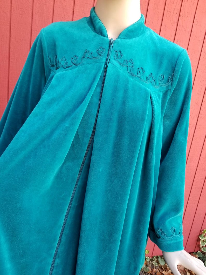 Vintage Velour Turquoise Robe by Cabernet Petites Embroidered Soft ...