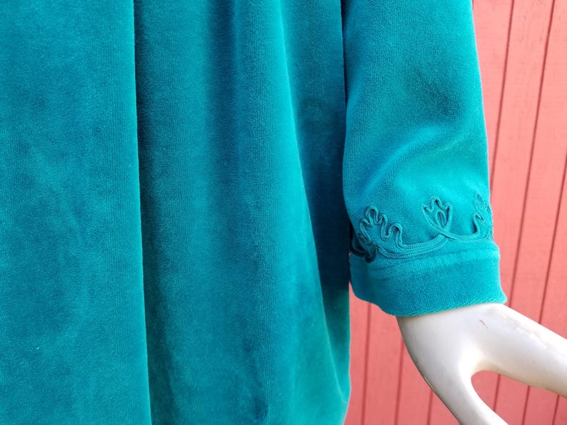 Vintage Velour Turquoise Robe by Cabernet Petites Embroidered Soft ...