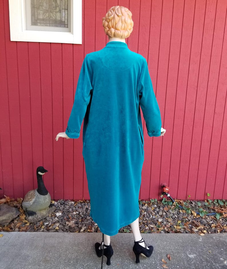 Vintage Velour Turquoise Robe by Cabernet Petites Embroidered Soft ...
