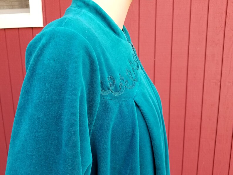 Vintage Velour Turquoise Robe by Cabernet Petites Embroidered Soft ...