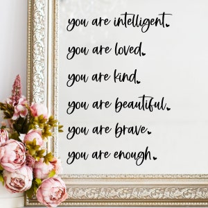 Positive Affirmation Stickers Decals - You Are Enough, Intelligent ...