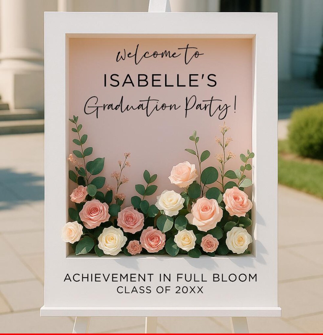 Graduation Party Flower Box Frame Sign, Custom Vinyl Decal Lettering ...
