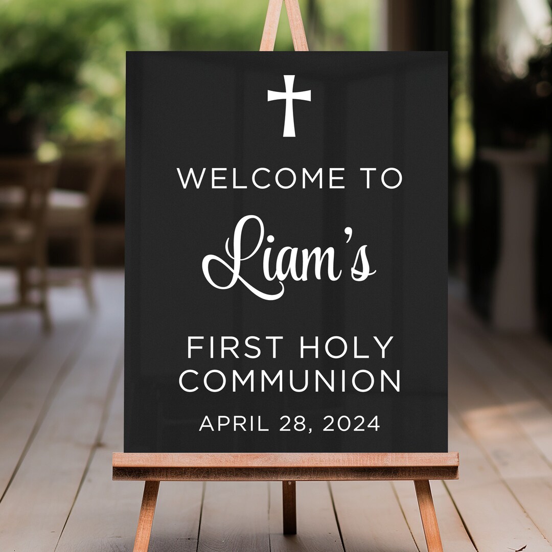 First Holy Communion Sign Decal, Personalized Party Welcome Sign ...