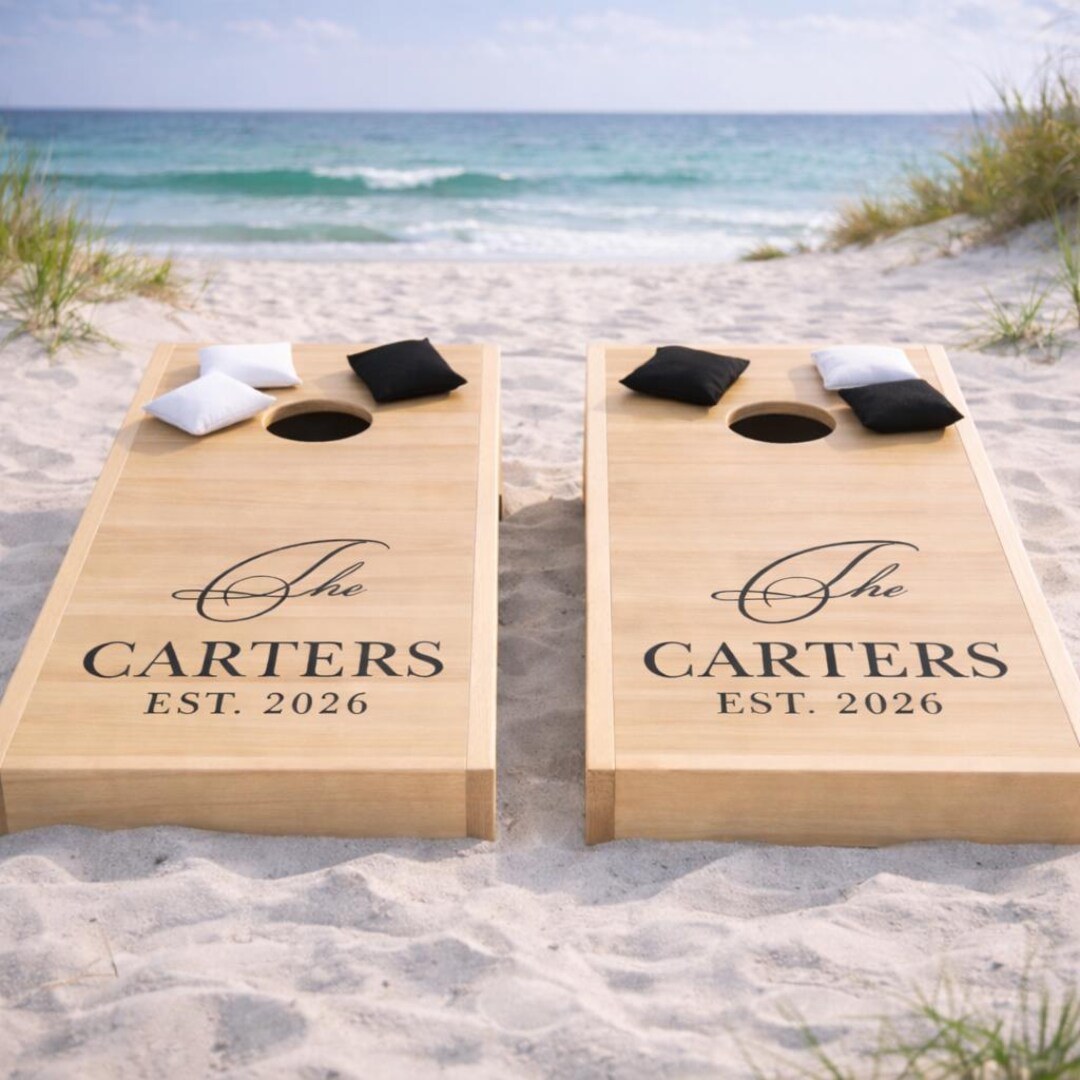Personalized Cornhole Board Decal, Wedding Last Name and Date, Custom ...