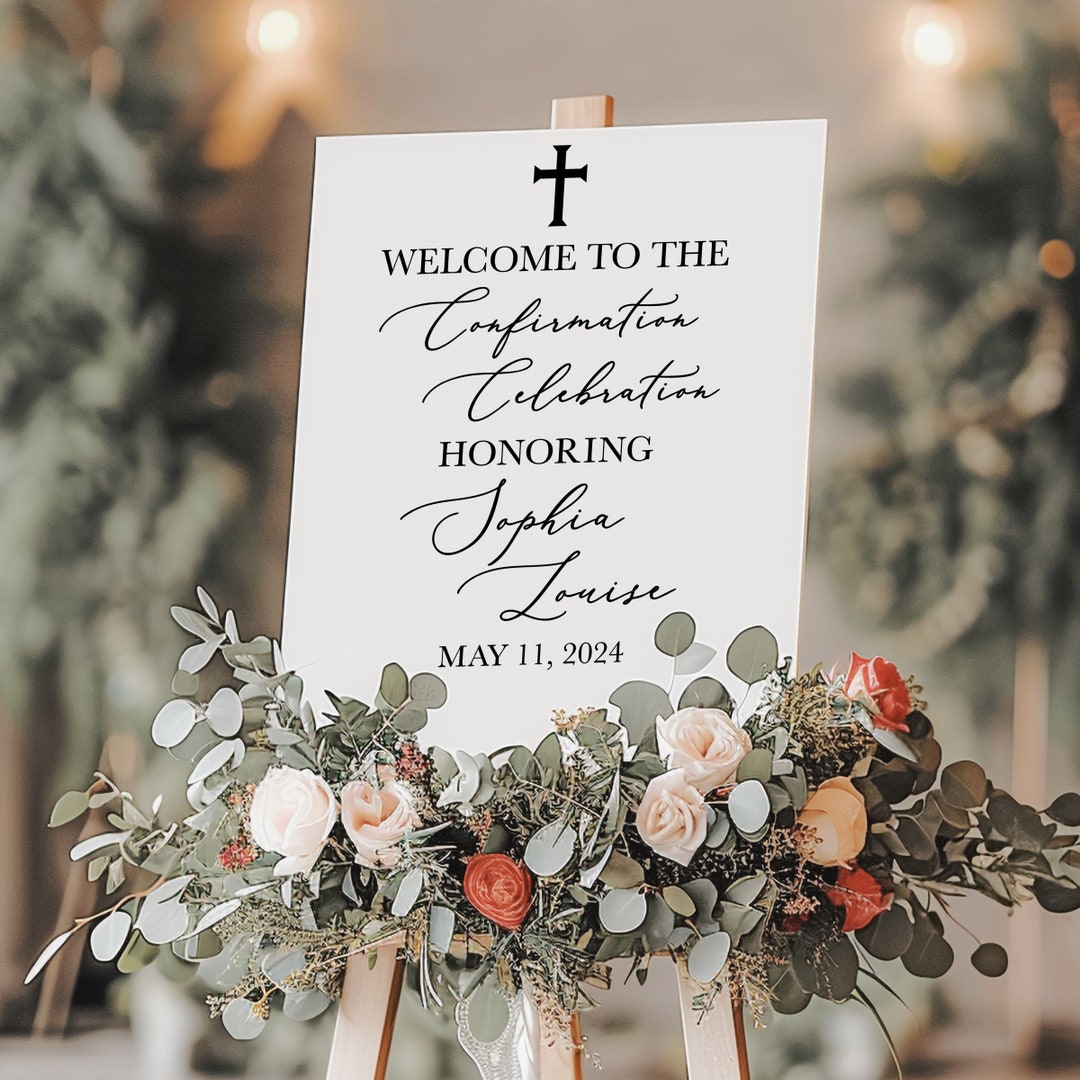 Confirmation Welcome Sign Decal, Personalized Party Welcome Sign ...