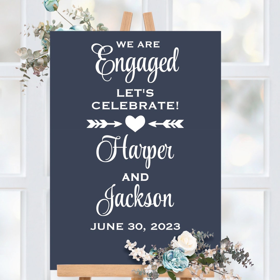 We Are Engaged Party Sign DECAL for DIY Wedding Signage - Vinyl ...