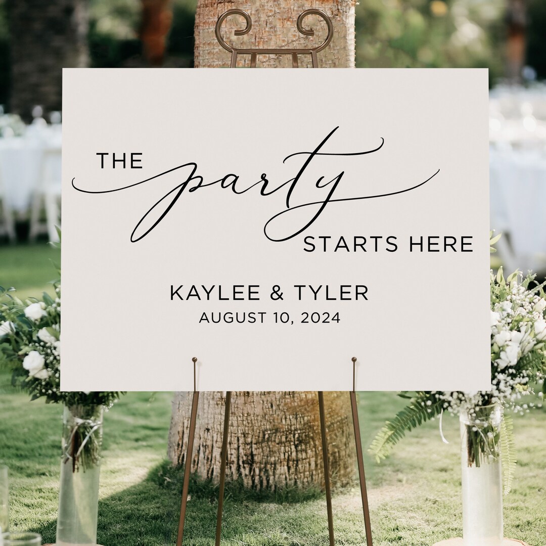 The Party Starts Here Wedding Sign DECAL - for Wedding or Engagement ...