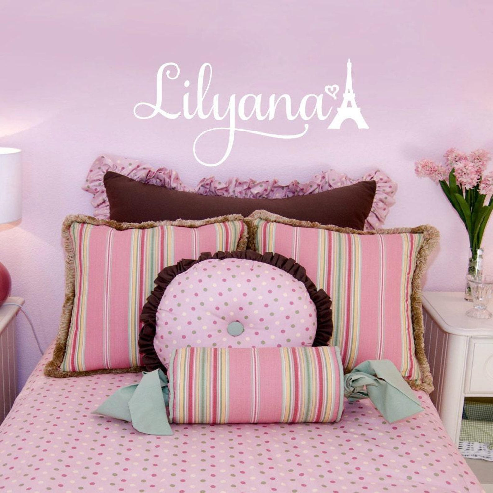 Paris Bedroom Decor for Girls - Personalized Vinyl Name Wall Decals for ...