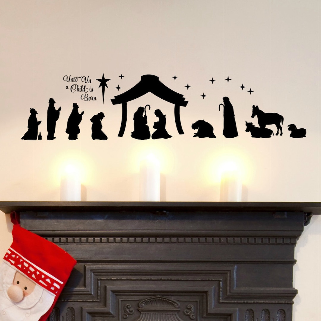 Christmas Nativity Scene Wall Decal, Christmas Vinyl Wall Art, Nativity ...