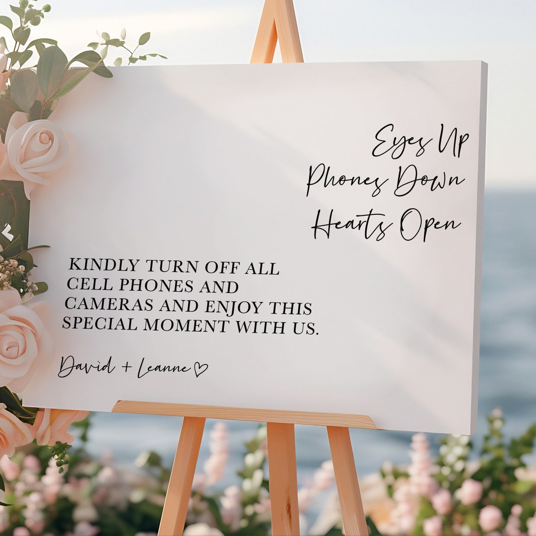 Eyes up Phones Down Hearts Open Sign Decal for DIY Wedding Signage ...