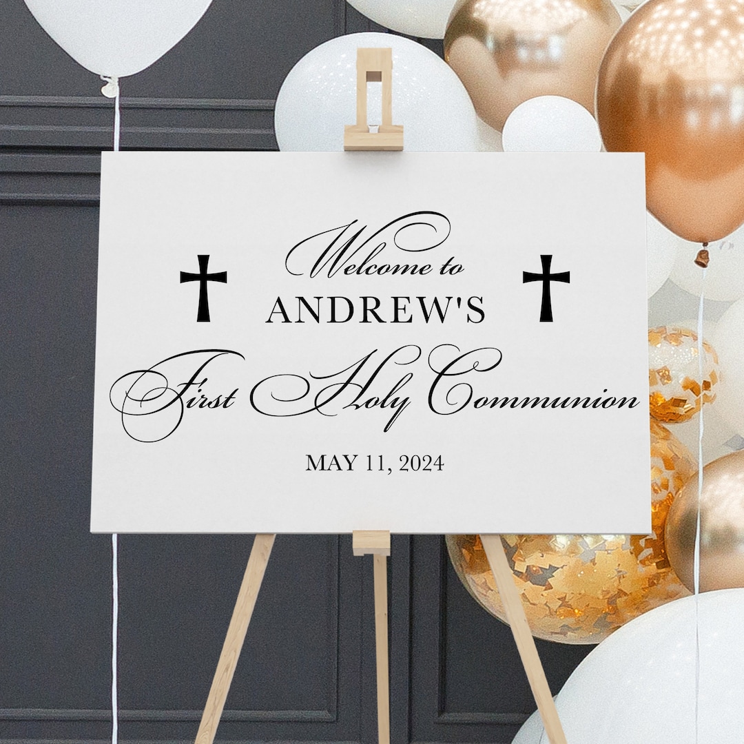 First Holy Communion Party Sign, Personalized Communion Sticker ...