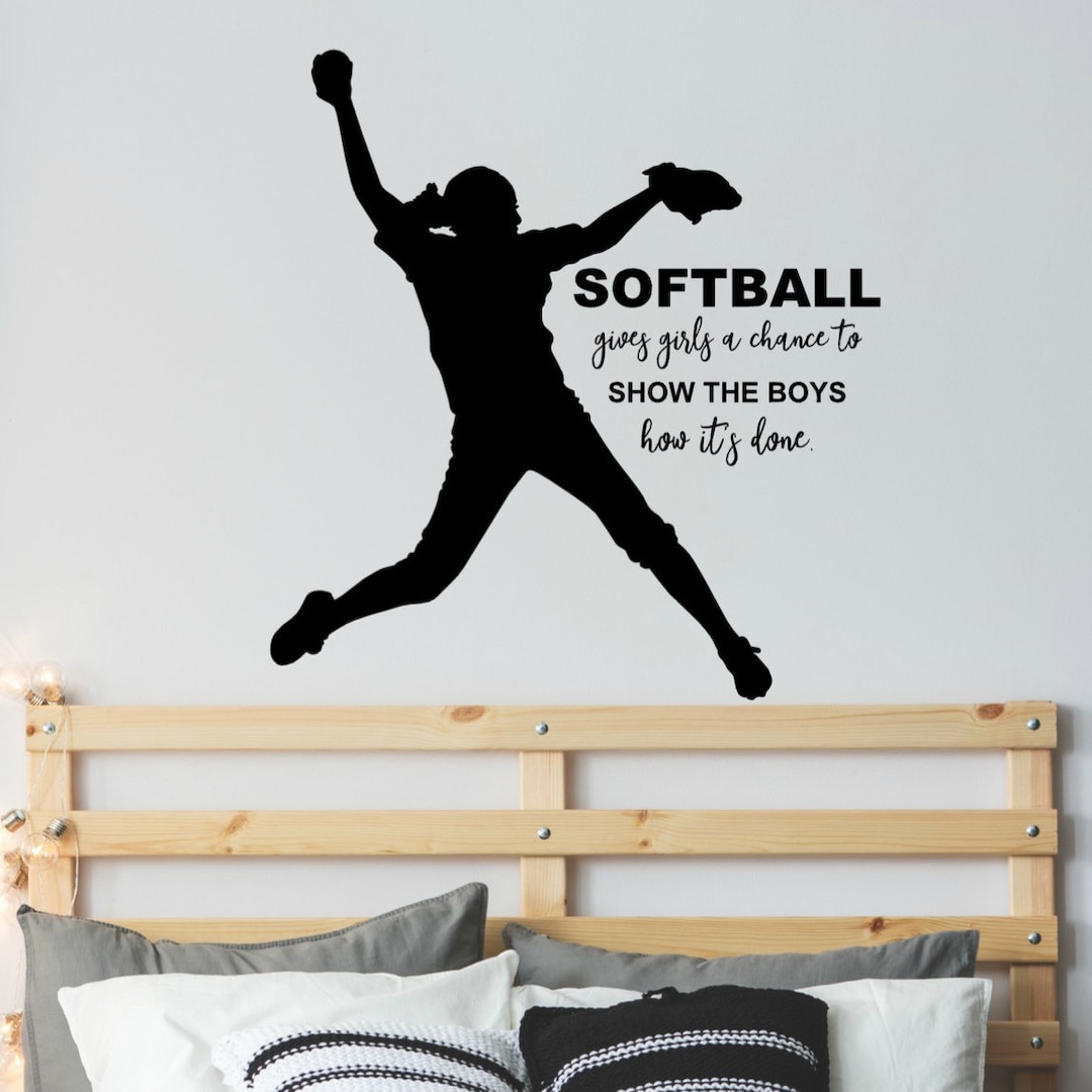 Softball Pitcher Wall Decal, Softball Wall Decal for Girls Bedroom ...