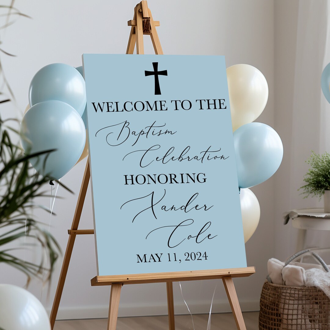 Baptism Welcome Sign Decal, Personalized Party Welcome Sign, Catholic ...
