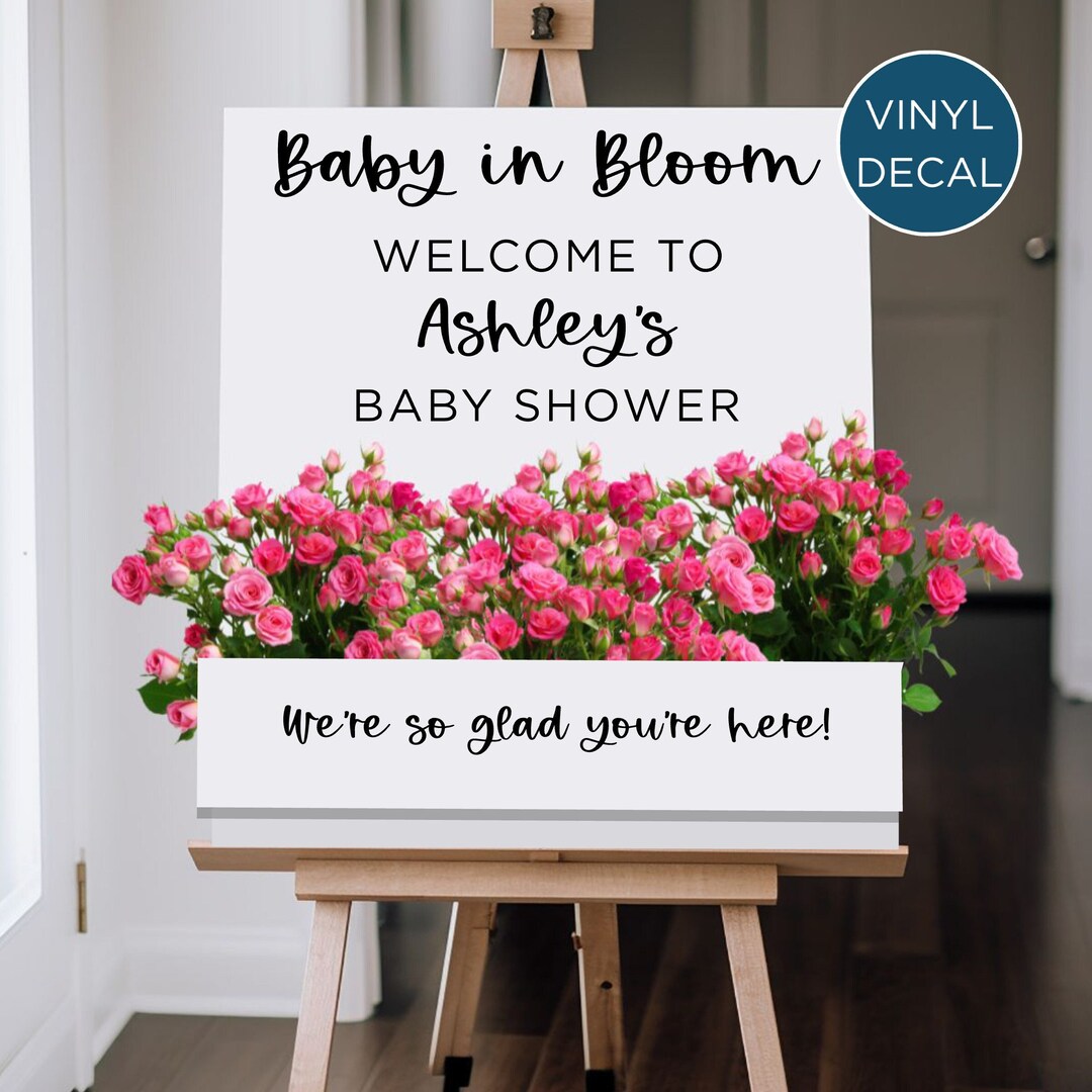 Baby Shower Welcome Sign, Personalized Vinyl Decal for Flower Cart Sign ...