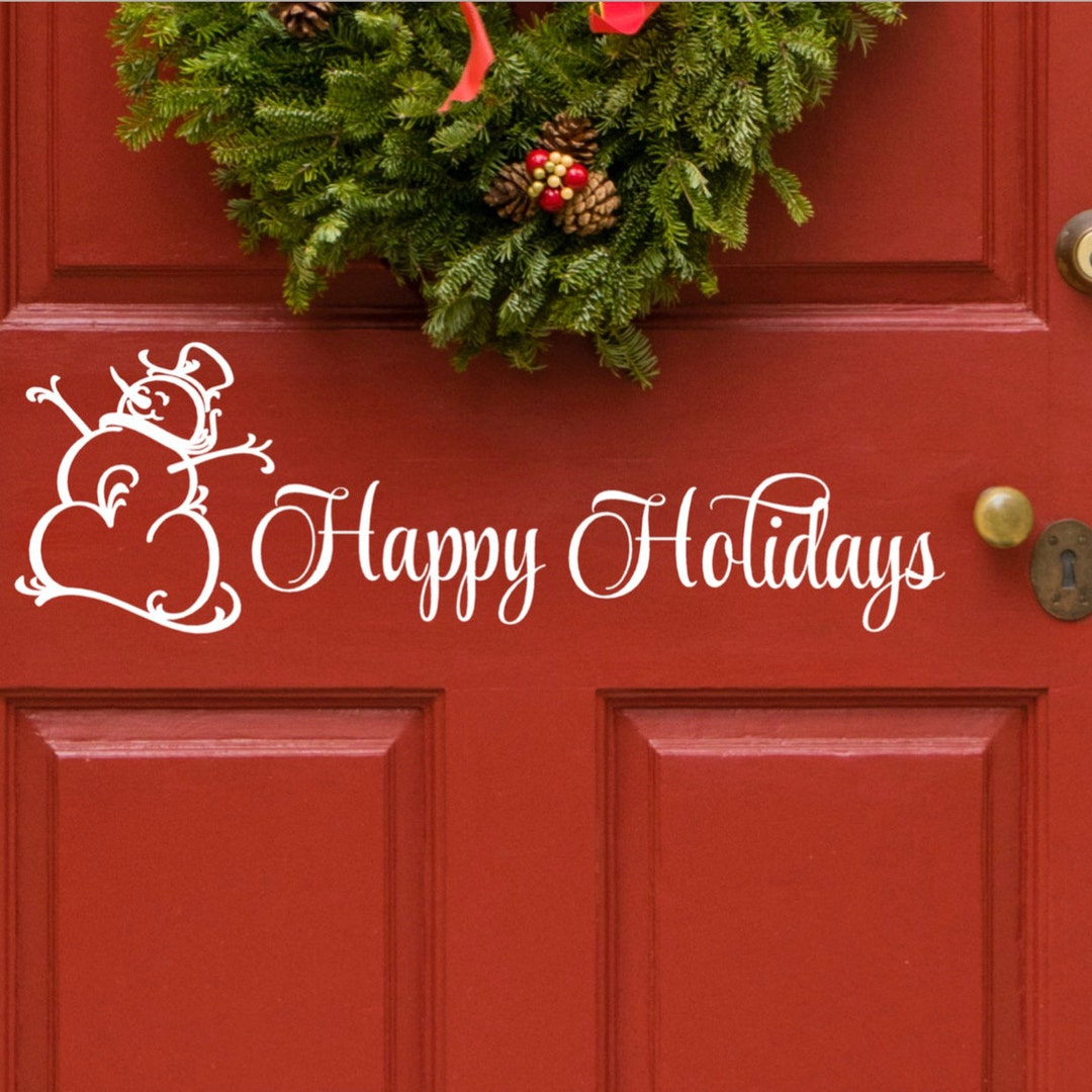 Happy Holiday Door Décor, Christmas Door Decals Vinyl, Christmas Door ...