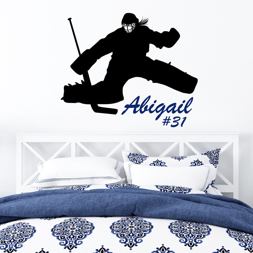 Personalized Girls Hockey Goalie Vinyl Wall Decal With Name and Number ...