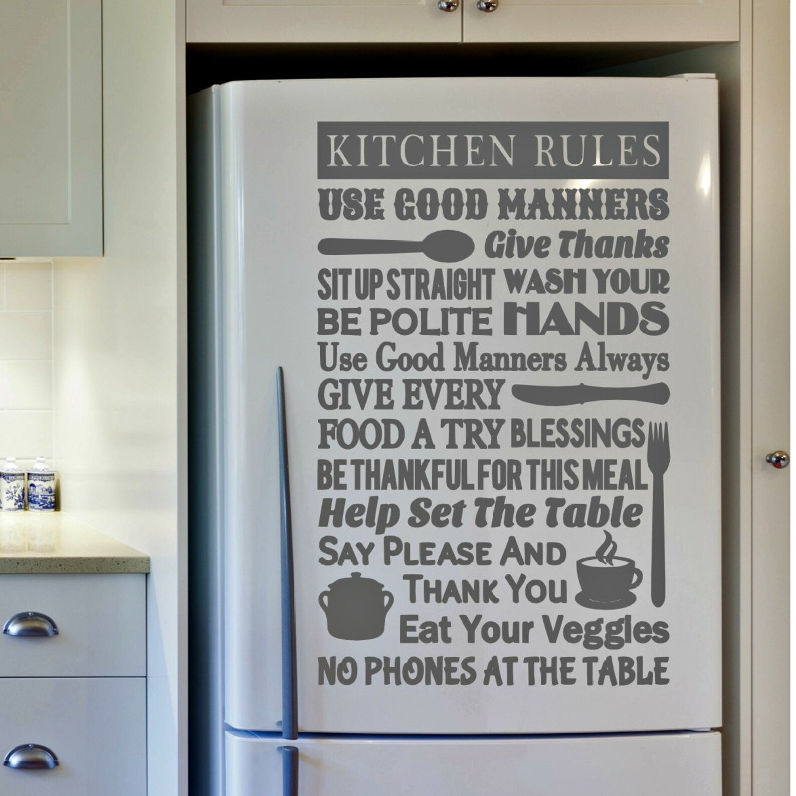 Kitchen Rules Sign Kitchen Decor Kitchen Rules Wall Decal | Etsy